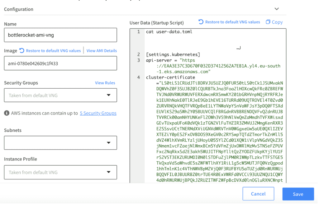 海洋和Bottlerocket OS container-optimized运行的集群 - 雷电竞技官网首页